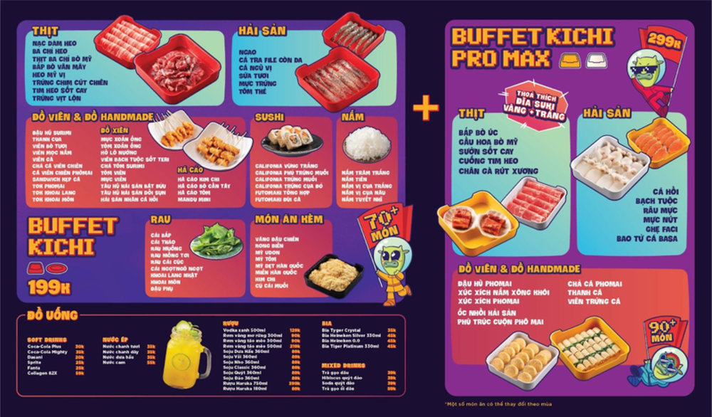 Menu Kichi Kichi - Buffet lẩu băng chuyền chuẩn vị Nhật Bản
