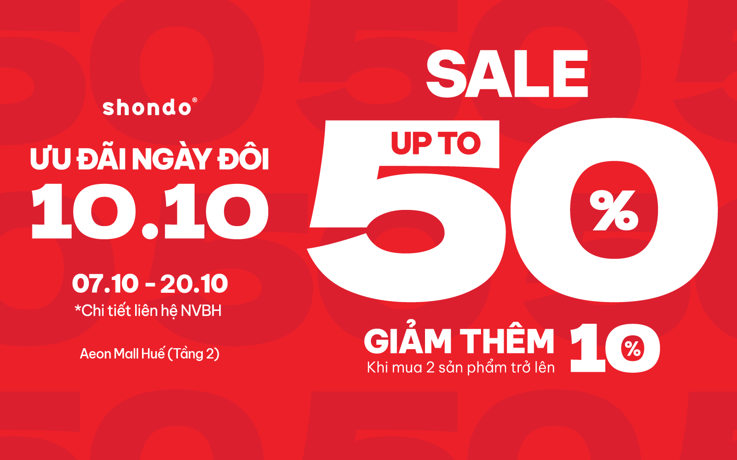 SHONDO - ƯU ĐÃI NGÀY ĐÔI 10.10 🔥 | AEON MALL Huế